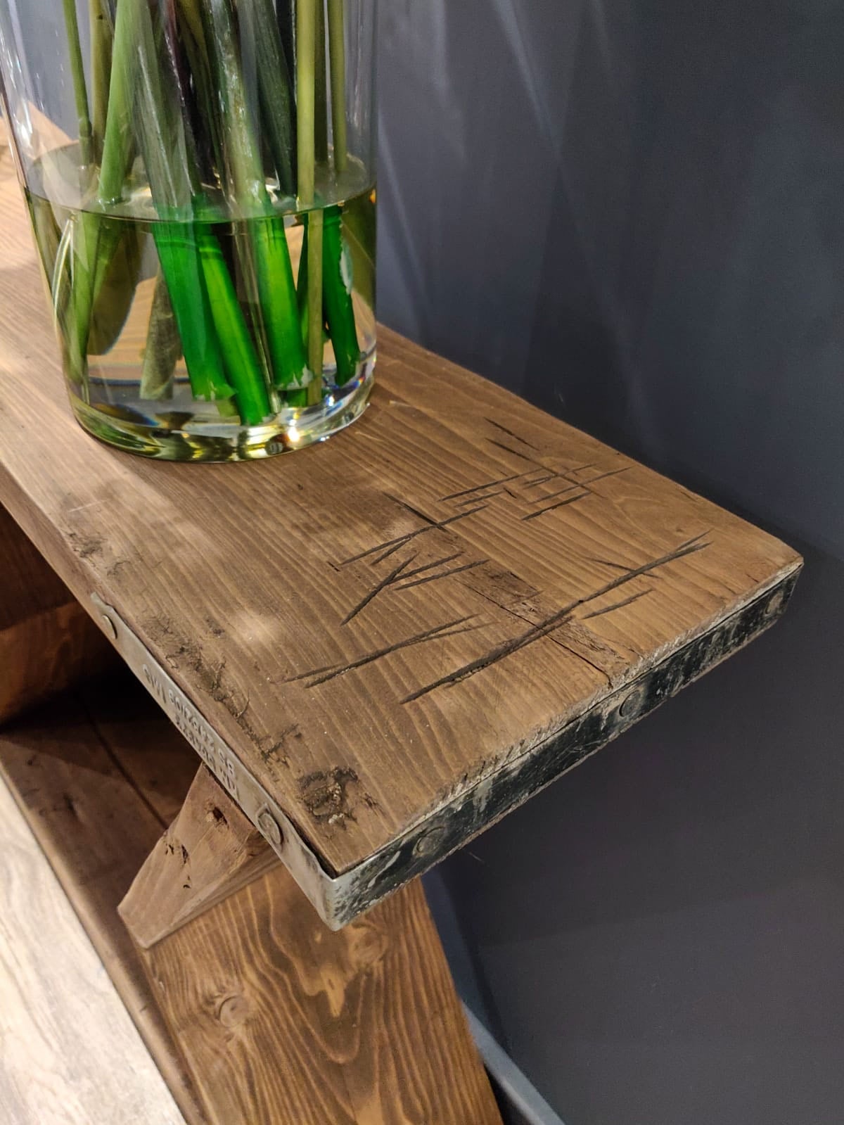 Rustic Narrow Console Hallway Table. Recycled Scaffold Boards | Paul ...